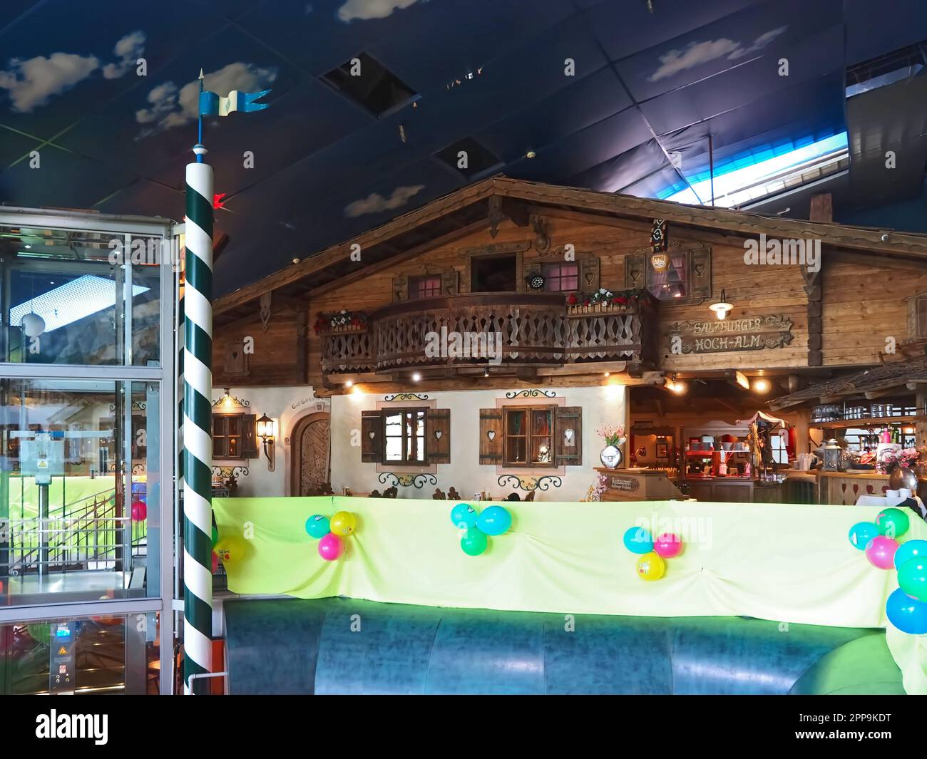 in the ski hall in the Alpenpark Neuss in Germany with bars and ...