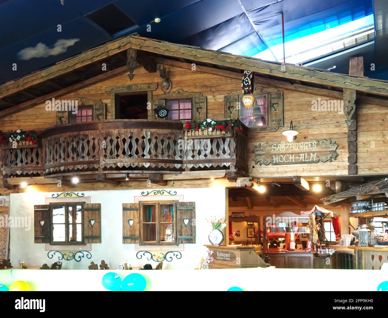in the ski hall in the Alpenpark Neuss in Germany with bars and ...
