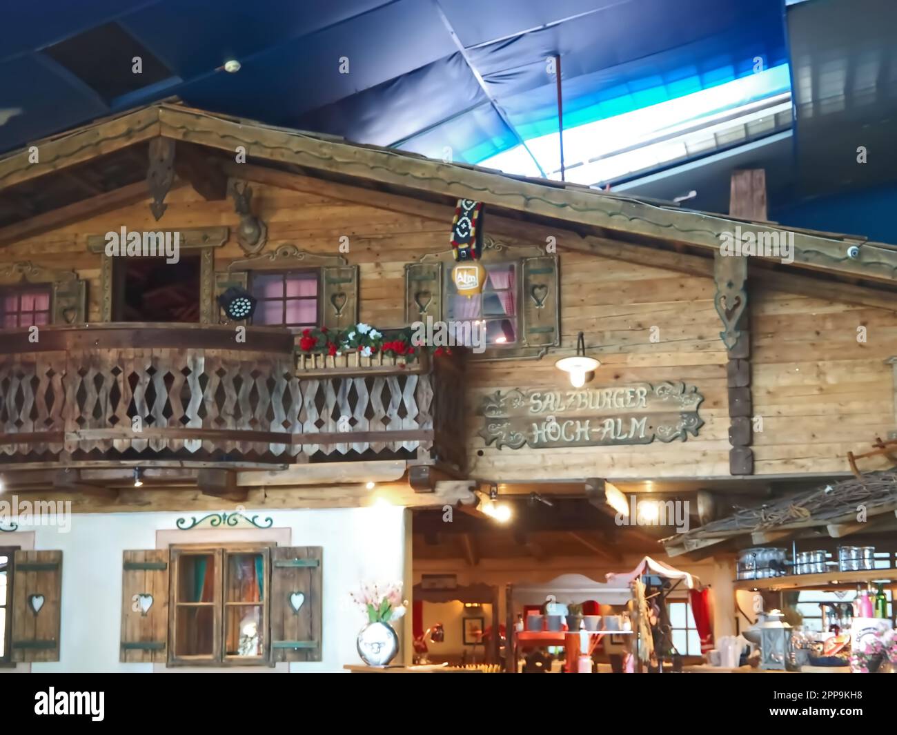 in the ski hall in the Alpenpark Neuss in Germany with bars and ...