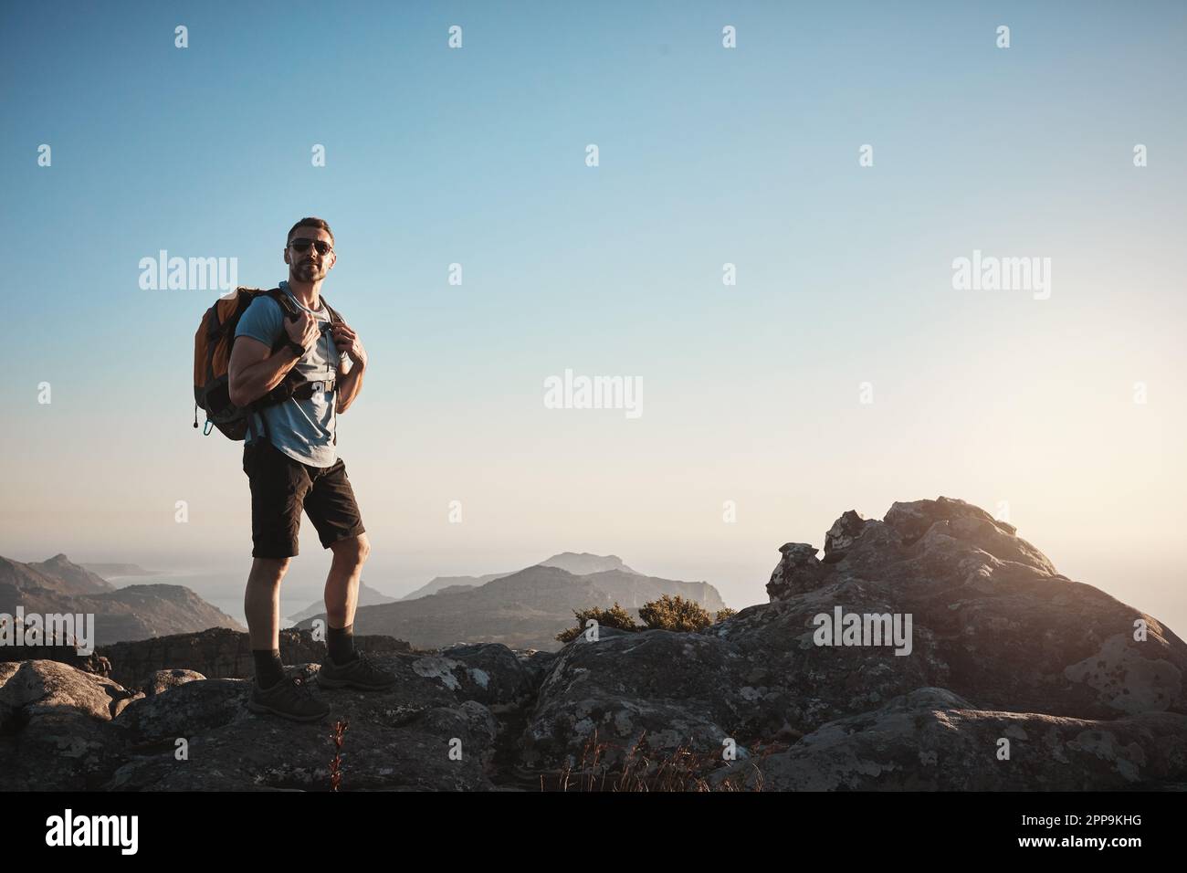 Aerial view man hiking up hi-res stock photography and images - Alamy