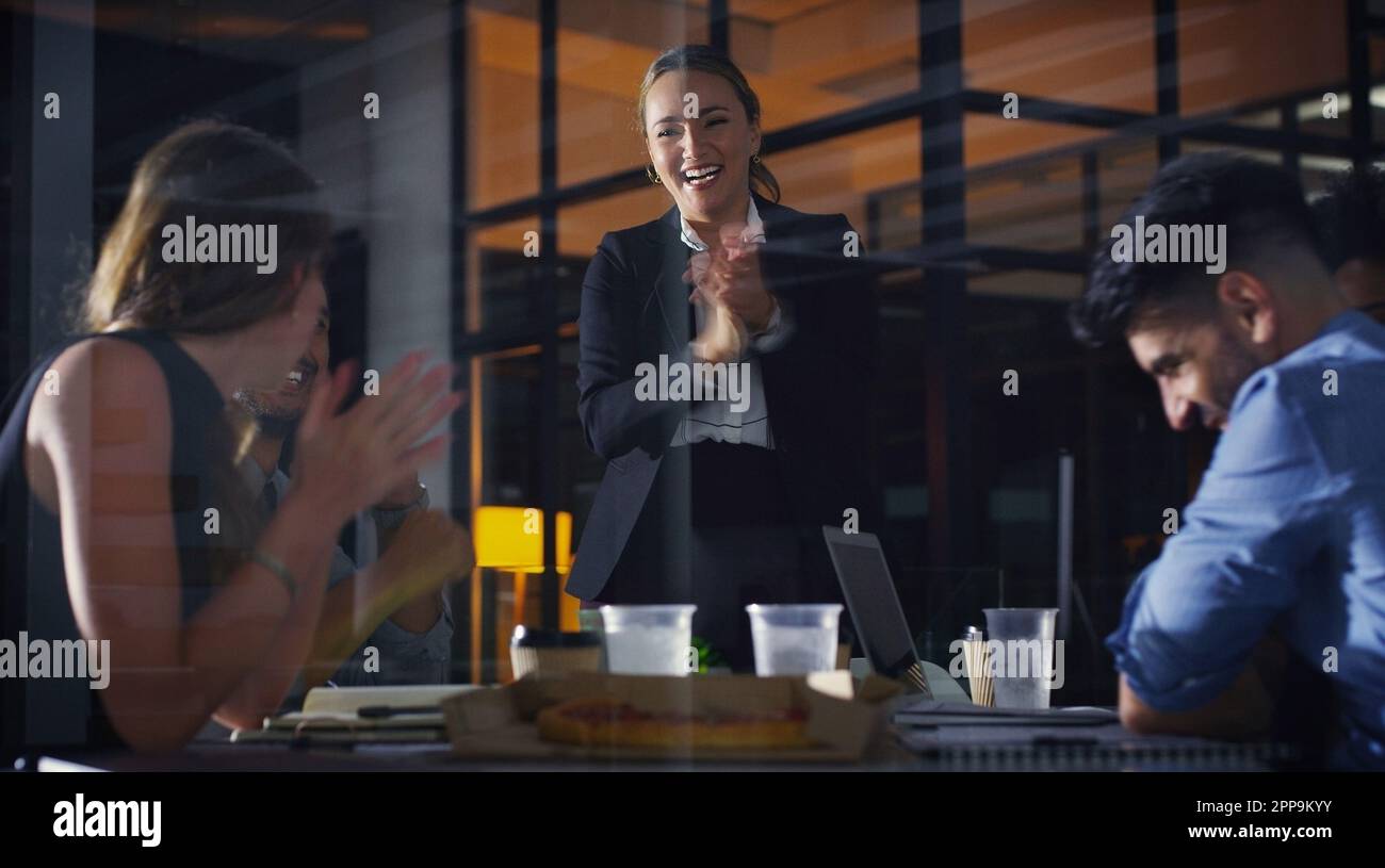 Well done to all of you. a diverse group of businesspeople clapping ...