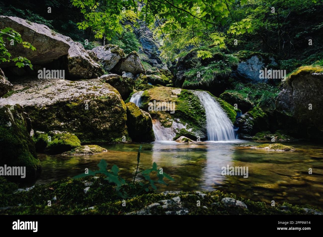 Waterfalls of the Cholet river in the French Alps, near Pont En Royans ...