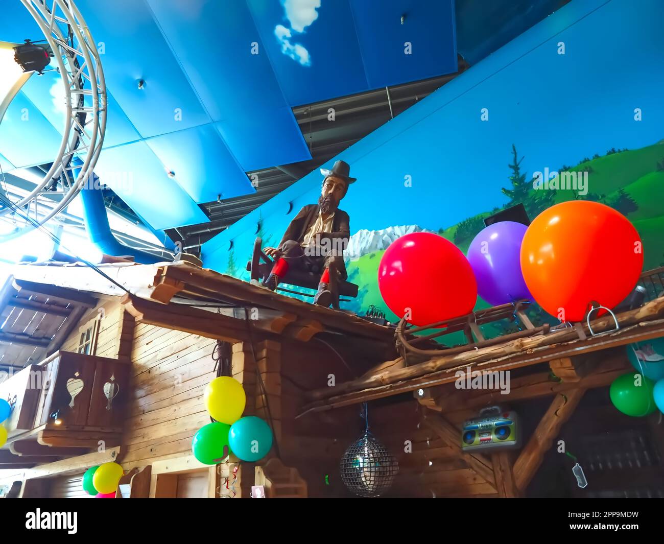 in the ski hall in the Alpenpark Neuss in Germany with bars and ...