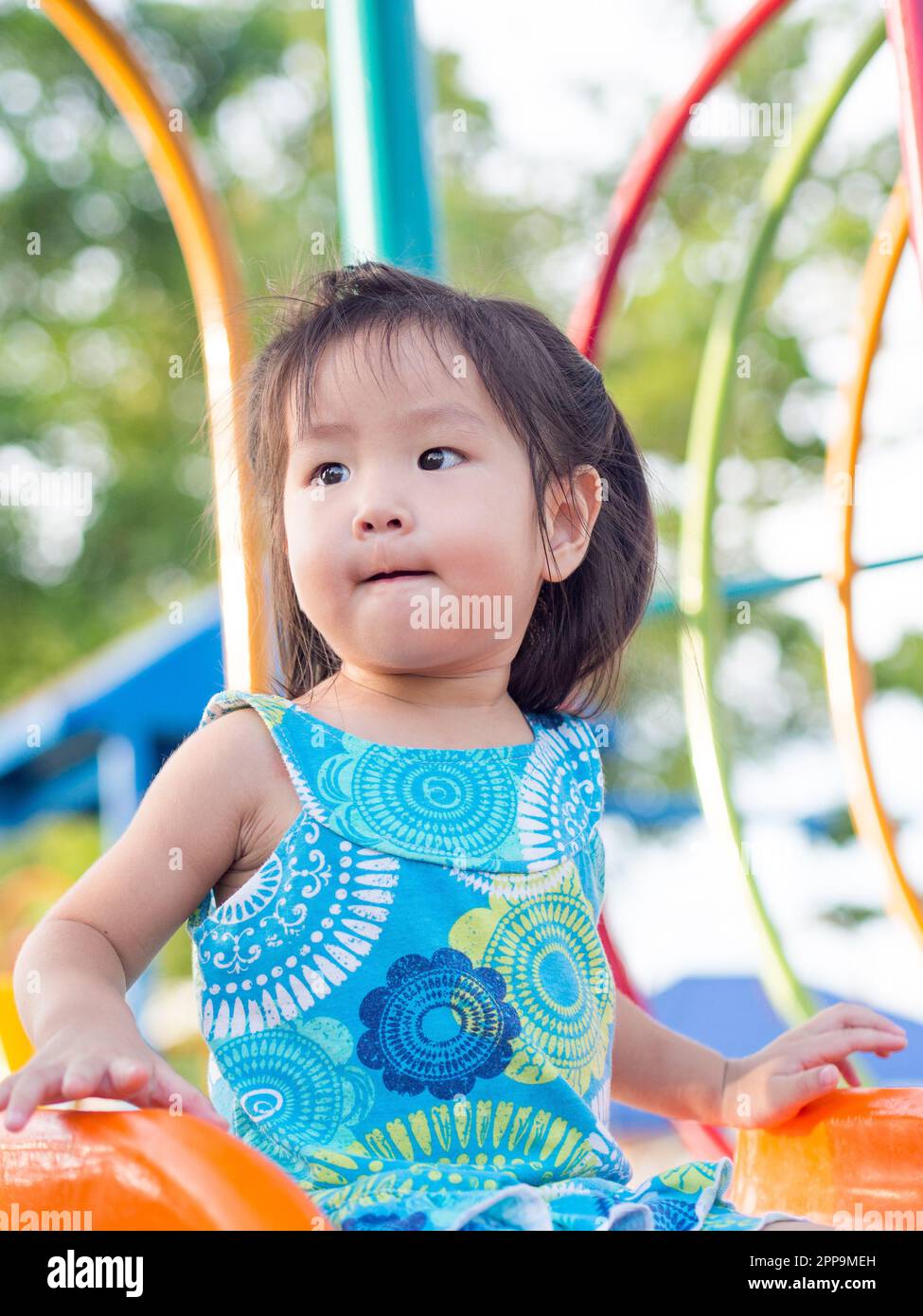 Happy kid, asian baby child playing on playground Stock Photo - Alamy