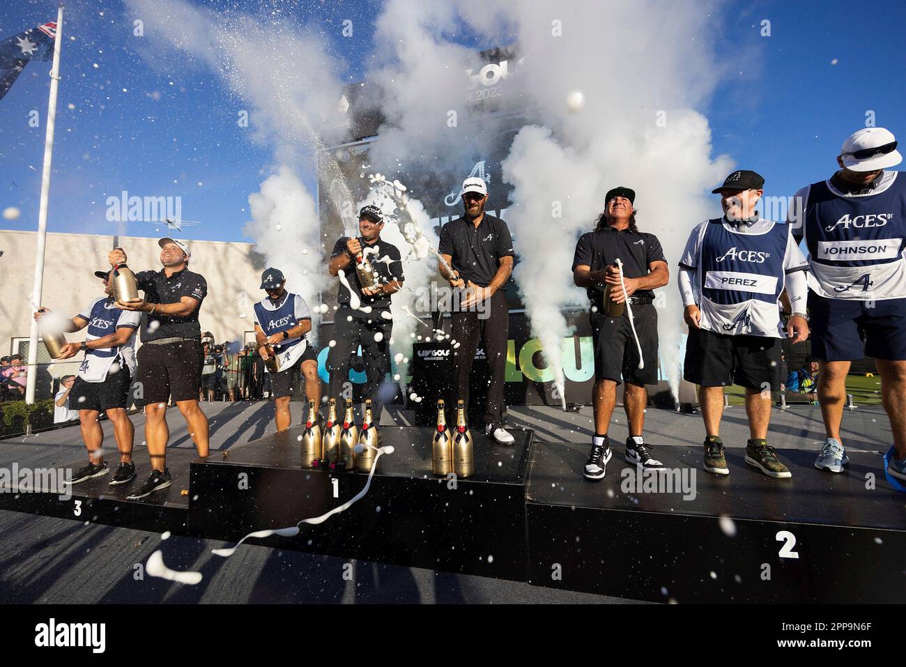 First Place Team champions, Peter Uihlein of 4Aces GC, Patrick Reed of ...