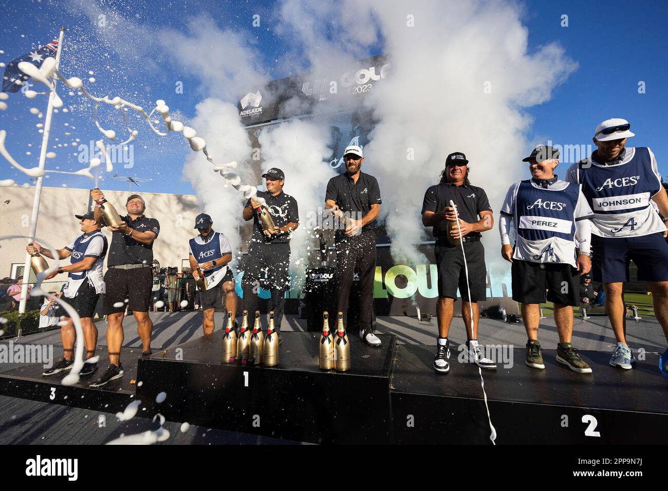 First Place Team champions, Peter Uihlein of 4Aces GC, Patrick Reed of ...