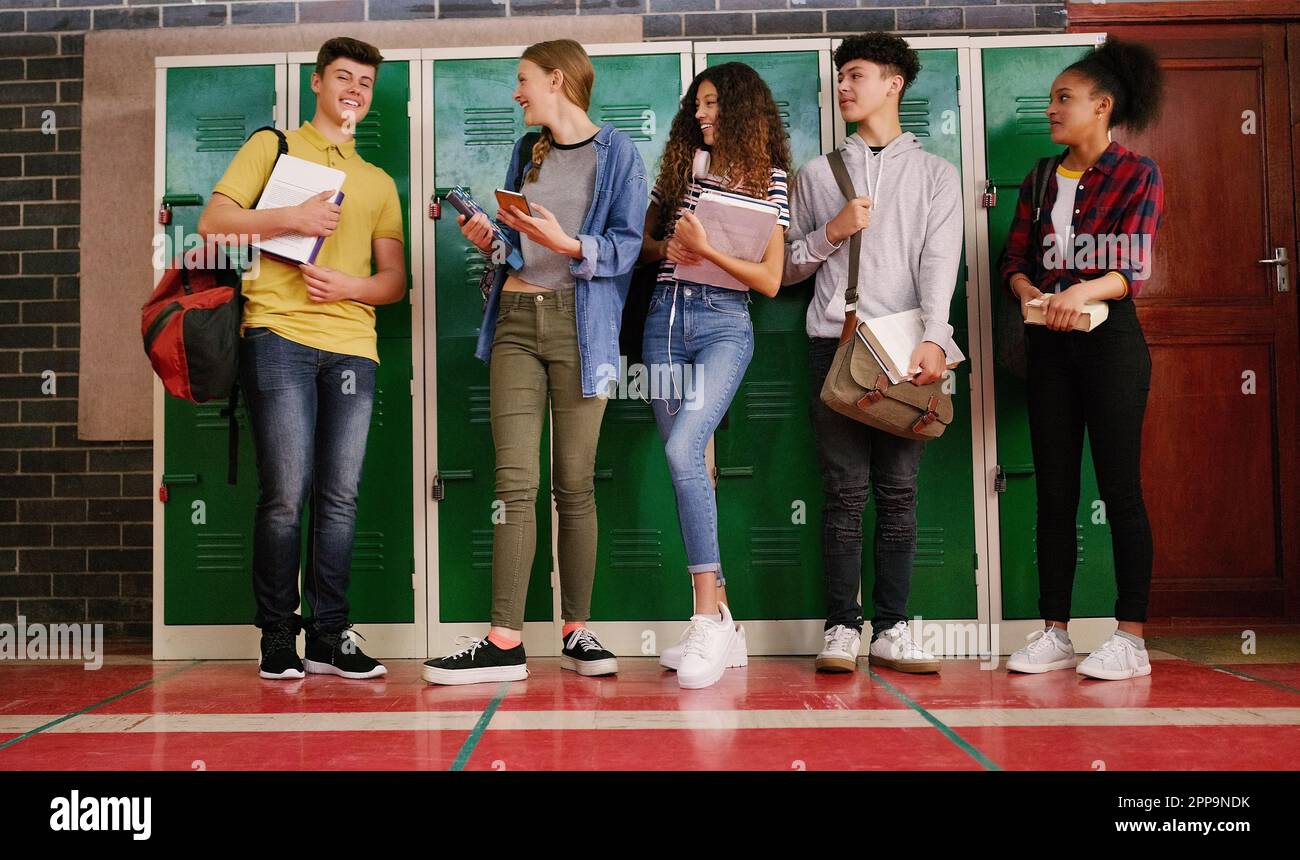 Wow you finally made it in time. a group of cheerful young school kids ...