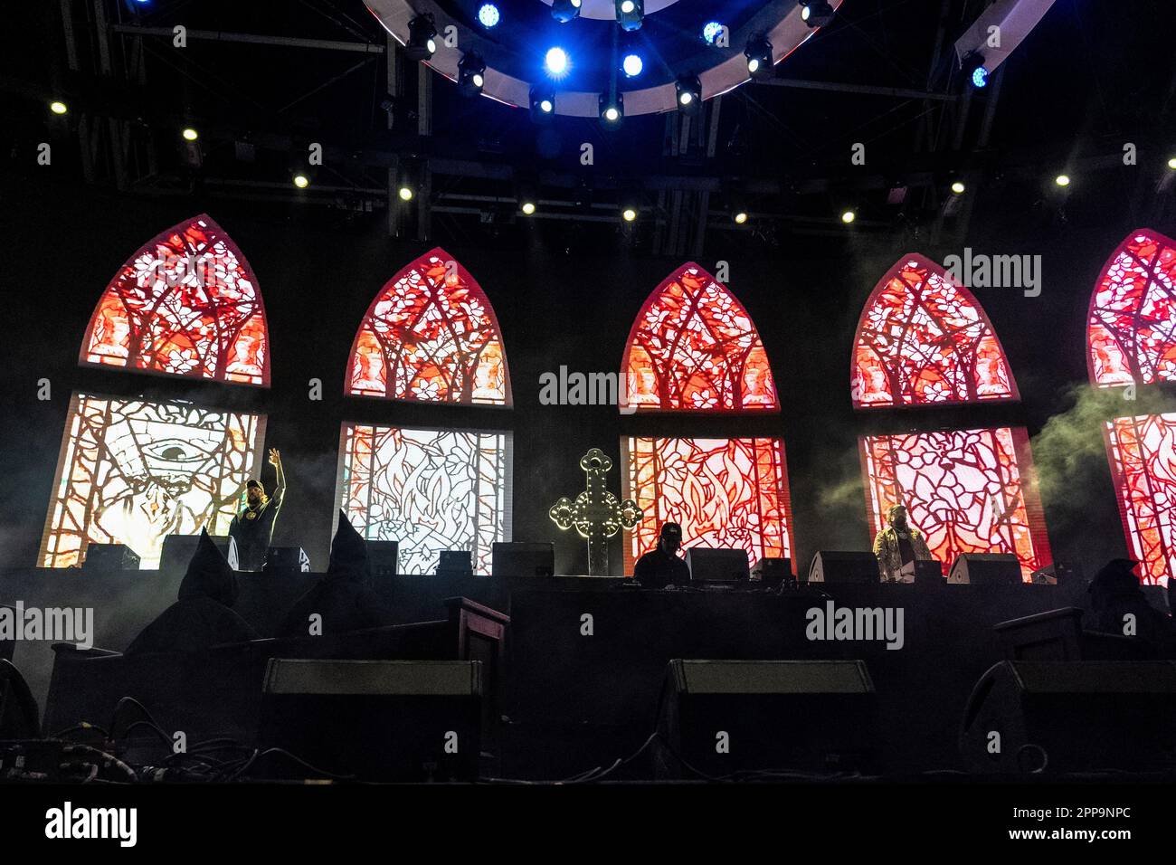 Scrim, left, and Ruby da Cherry of Suicide Boys perform at the ...