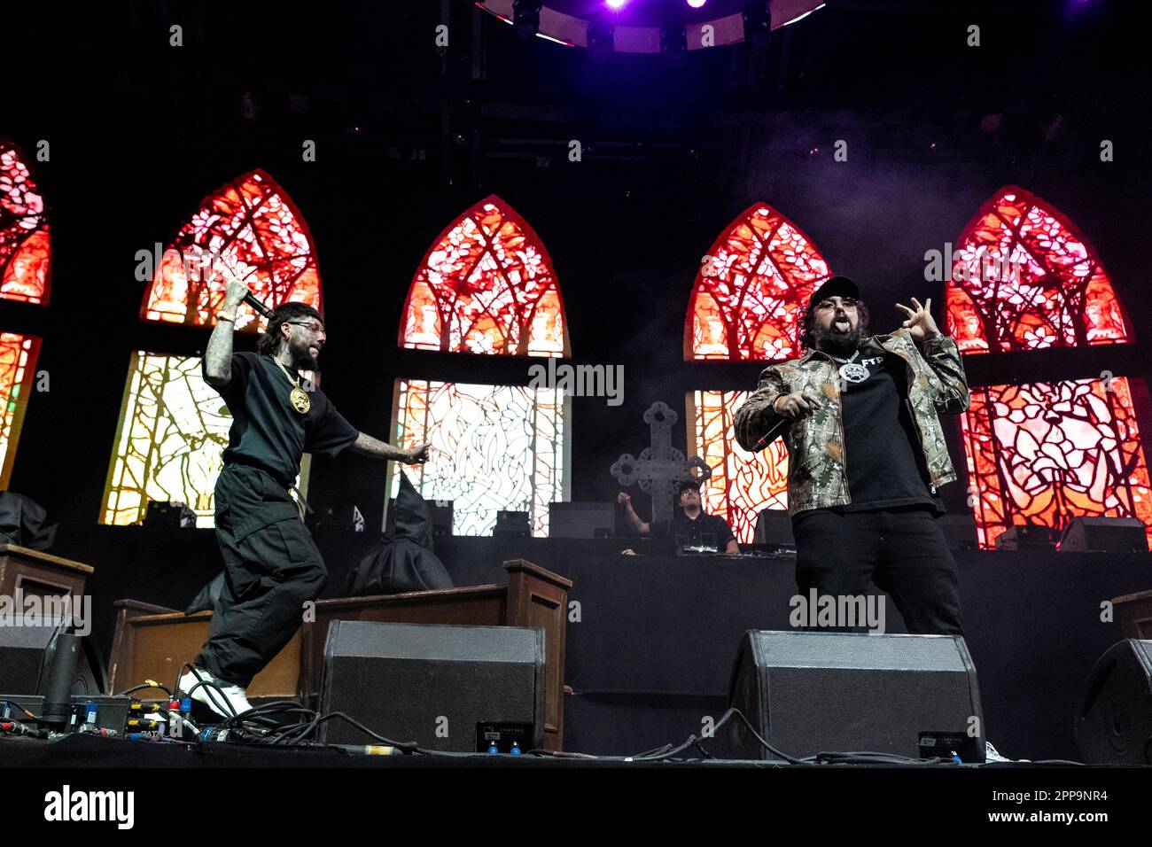 Scrim, left, and Ruby da Cherry of Suicide Boys perform at the ...