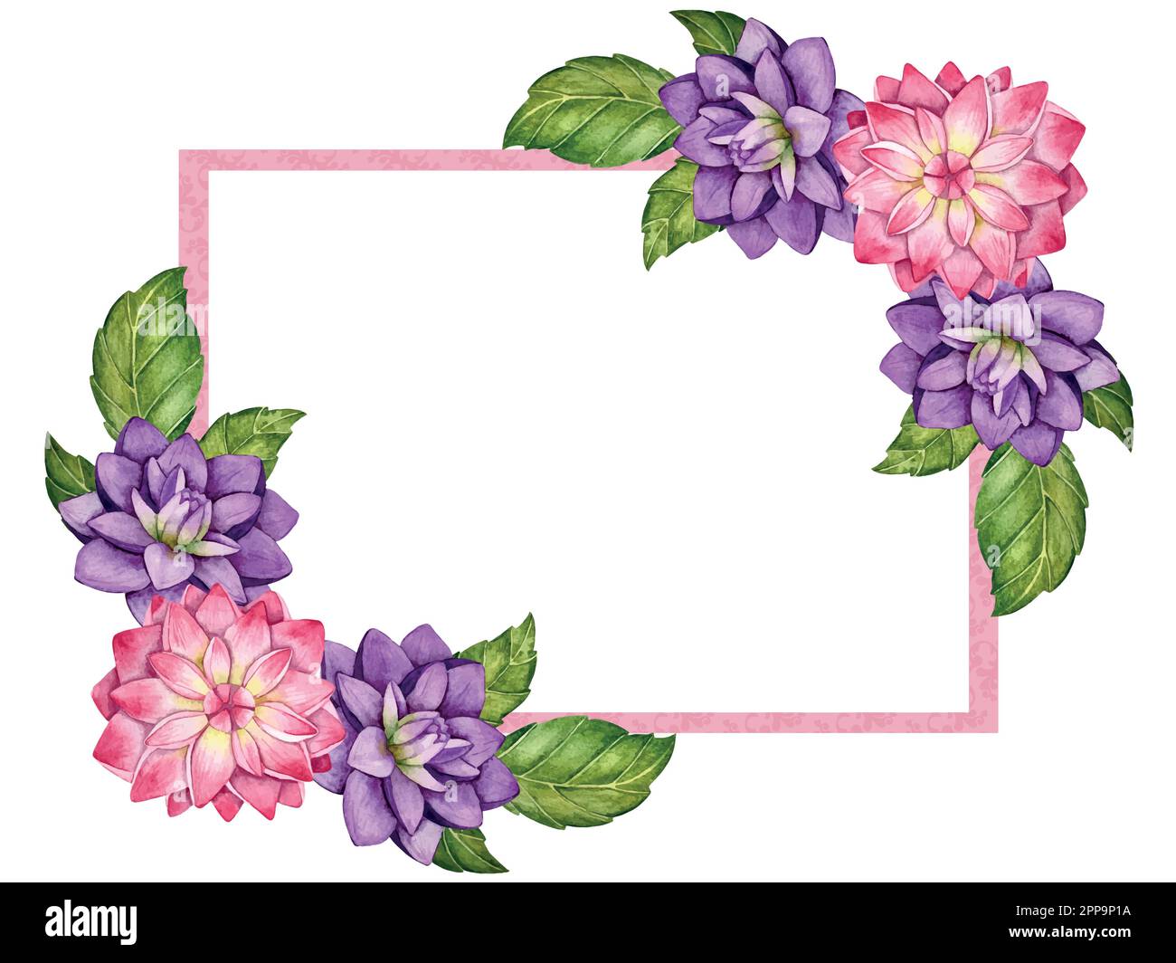 Watercolor vector dahlia flowers set decorations. Elements with flowers ...