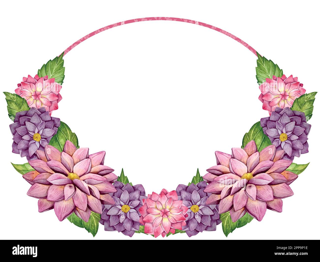 Watercolor vector dahlia flowers set decorations. Elements with flowers ...