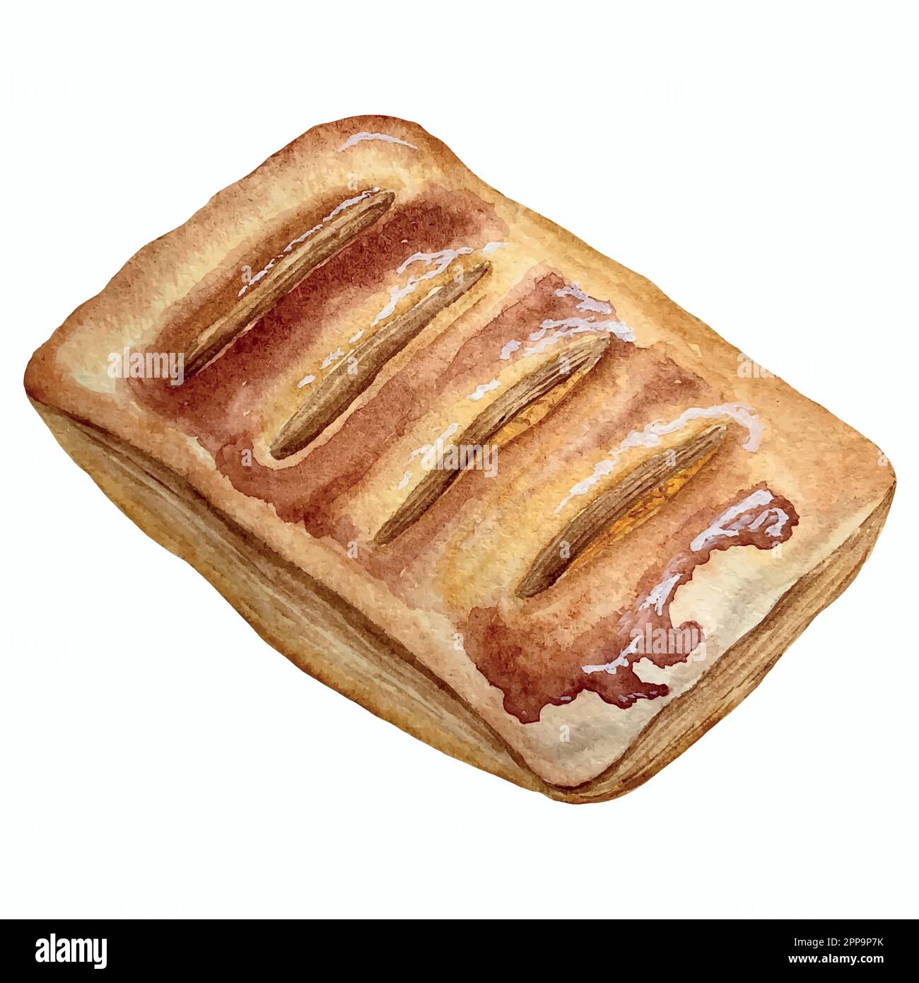 Watercolor vector illustrations of tasty pastry. Set of bakery ...