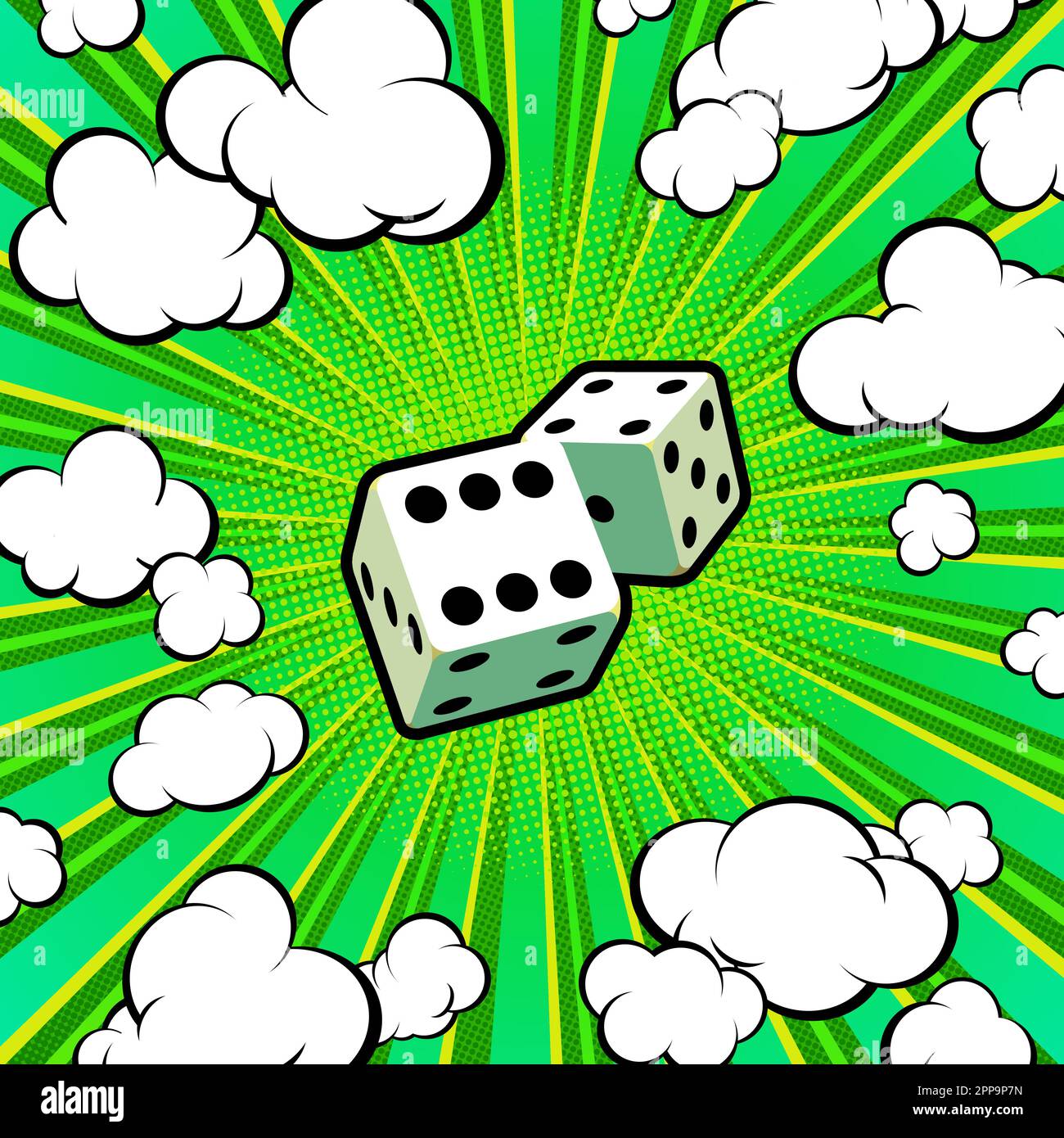 Dice concept in pop art style for print and decoration.Vector clipart ...