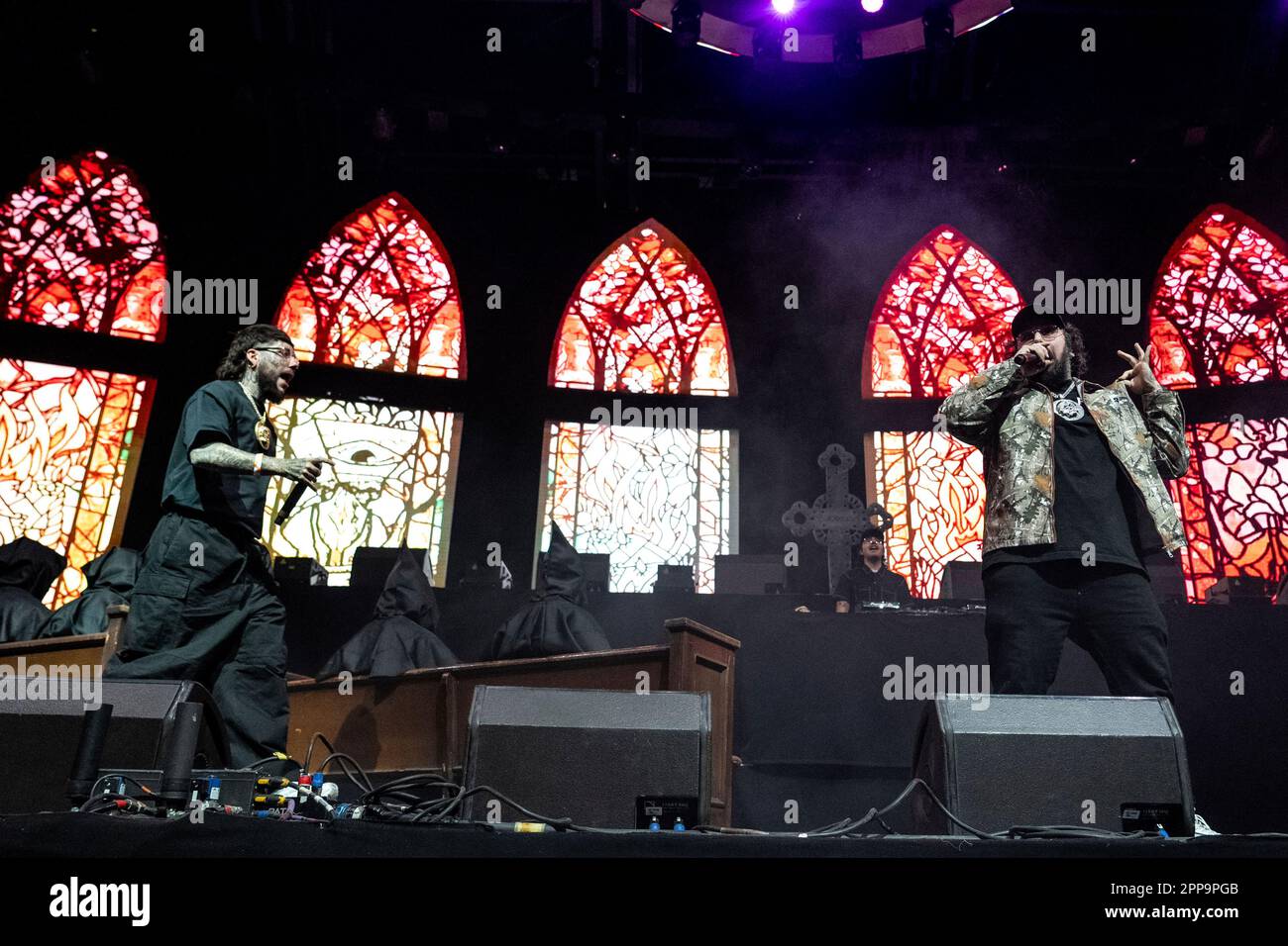 Scrim, left, and Ruby da Cherry of Suicide Boys perform at the ...