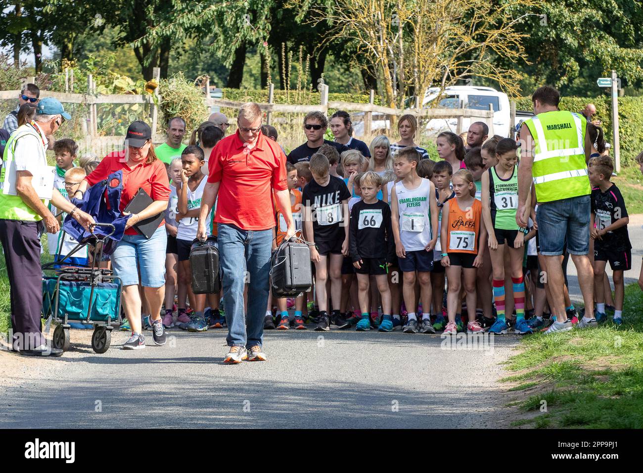 The start of a youngster's road running race stretched across quiet ...