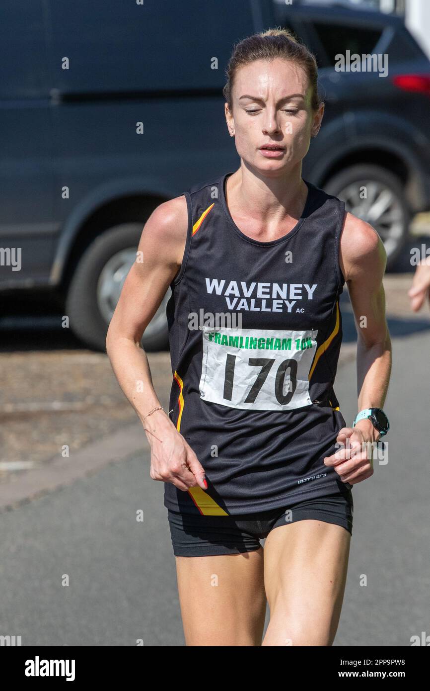 Woman runner competing in the Framlingham Flyers' annual 10km road race ...