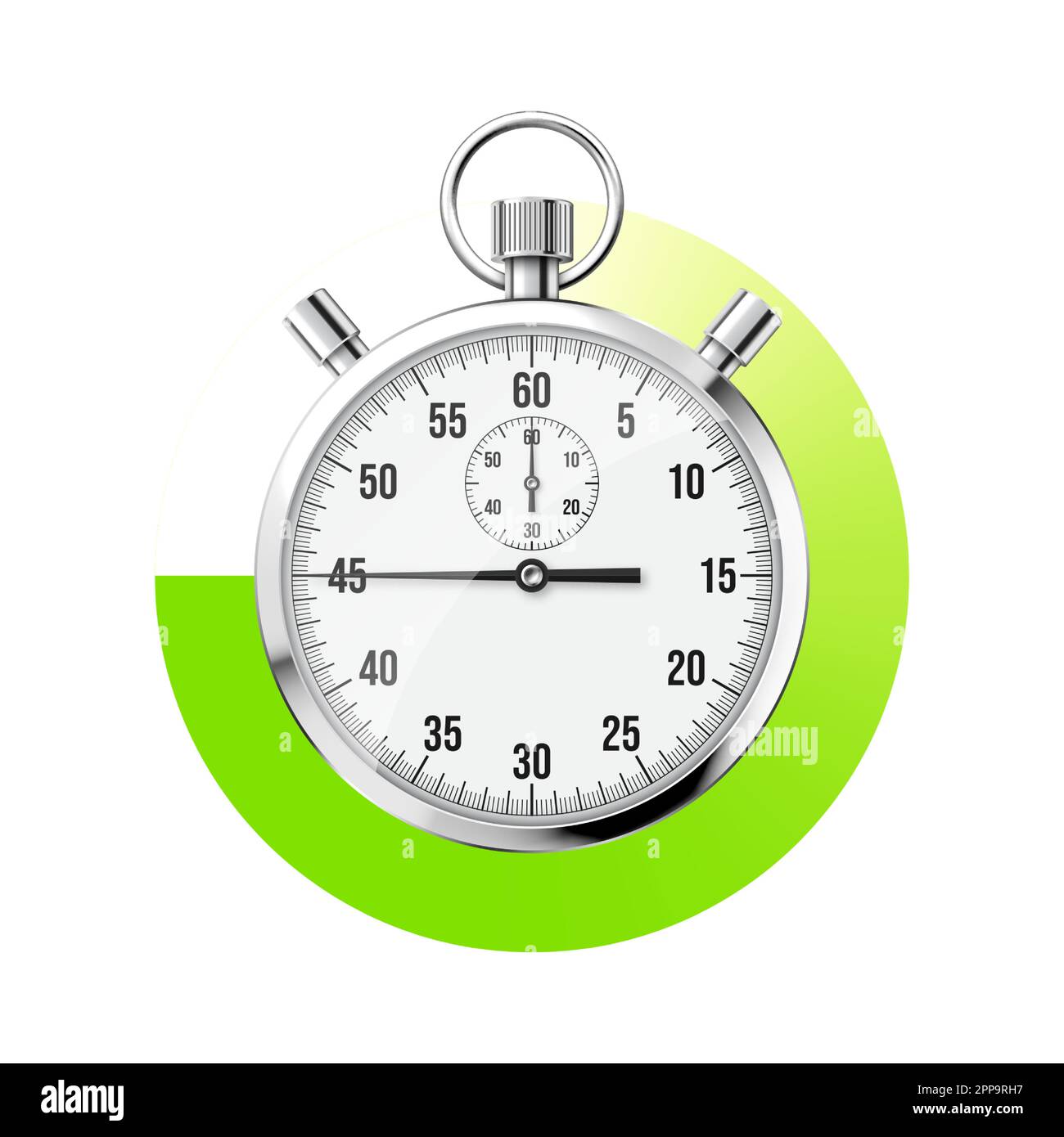 Realistic classic stopwatch. Shiny metal chronometer, time counter with ...