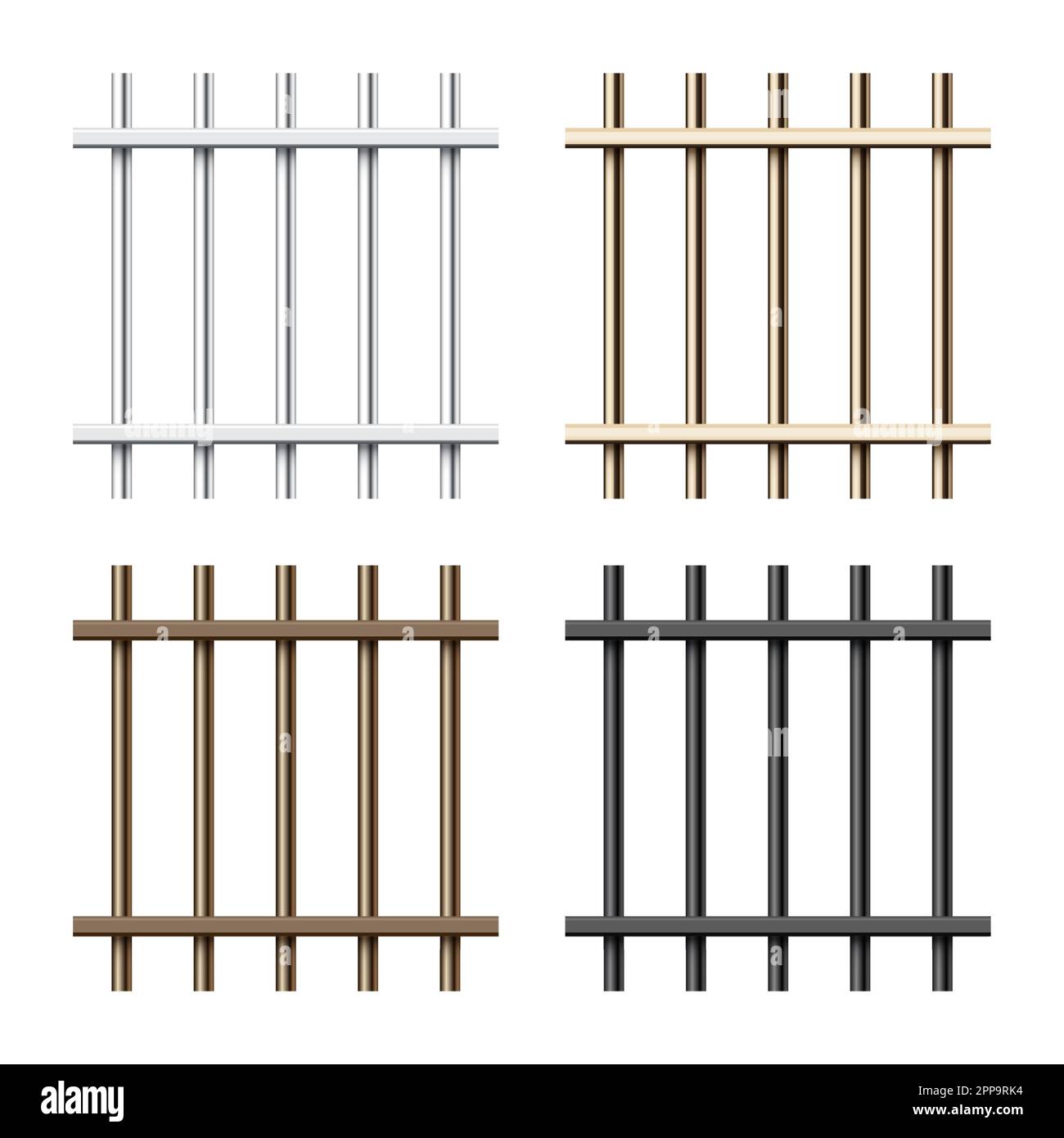 Realistic shiny metal prison bars isolated on white background ...