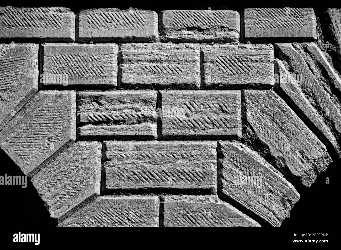 Bridge structure in black and white; brick pattern; bridge suppor Stock ...