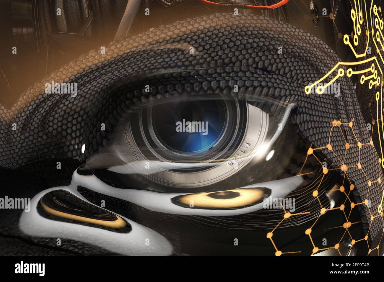 Artistic 3D illustration of a cyborg with artificial intelligence Stock ...