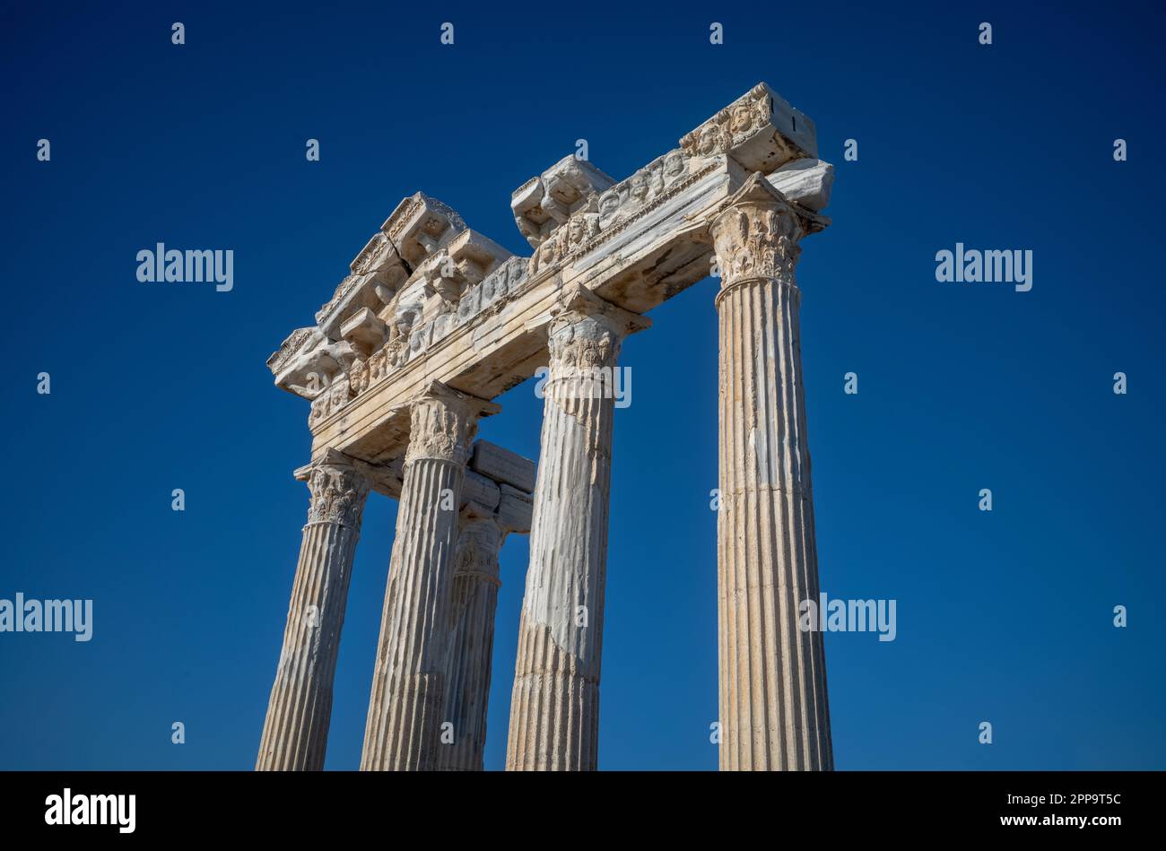 The Roman-era Temple of Apollo at Side in Turkey. The temple, with its ...