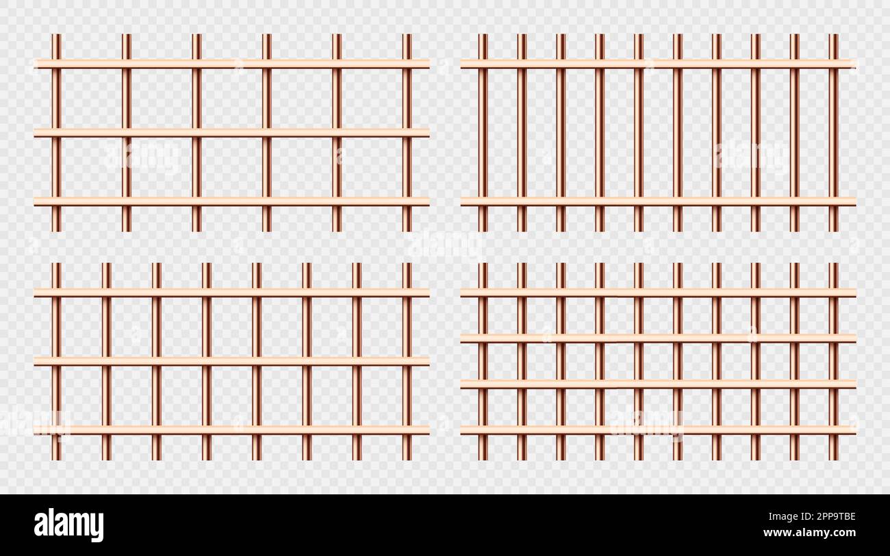 Various shiny metal prison bars collection. Realistic detailed jail ...