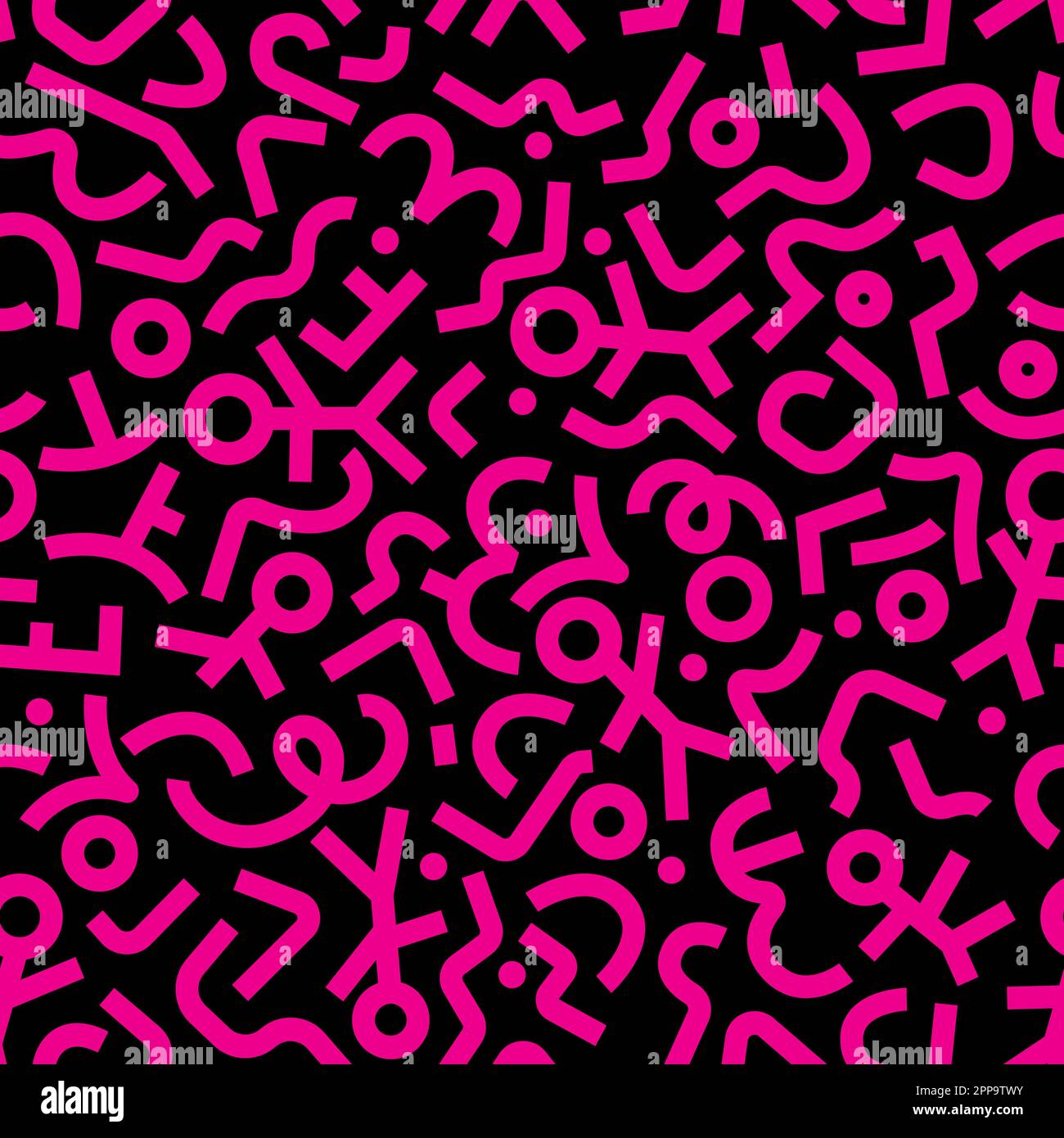 90s seamless pattern with squiggle on black background Stock Vector ...