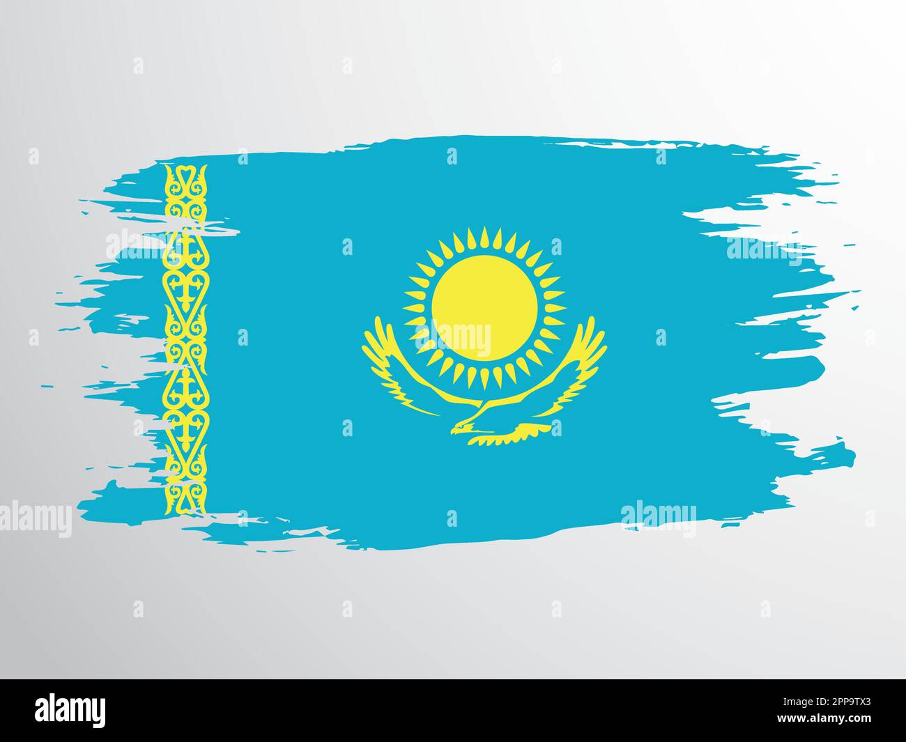 Vector flag of Kazakhstan drawn with a brush Stock Vector Image & Art ...