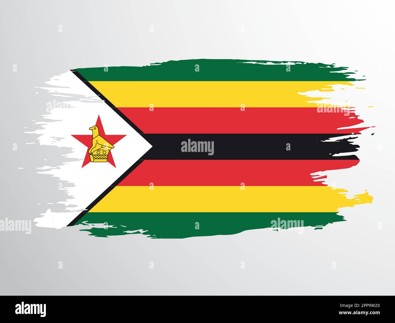 Vector flag of Zimbabwe drawn with a brush Stock Vector Image & Art - Alamy