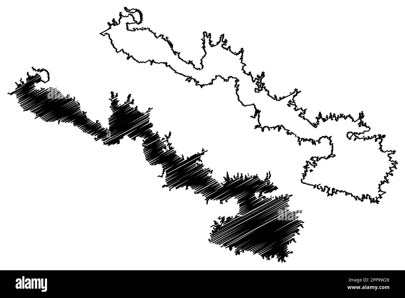 Lake Mosul reservoir (Republic of Iraq) map vector illustration ...