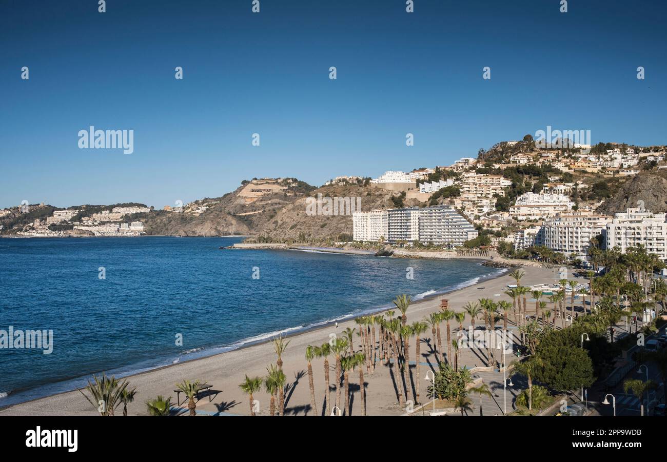 Scenic View of Almunecar Beach and Coastal Townscape with Modern ...