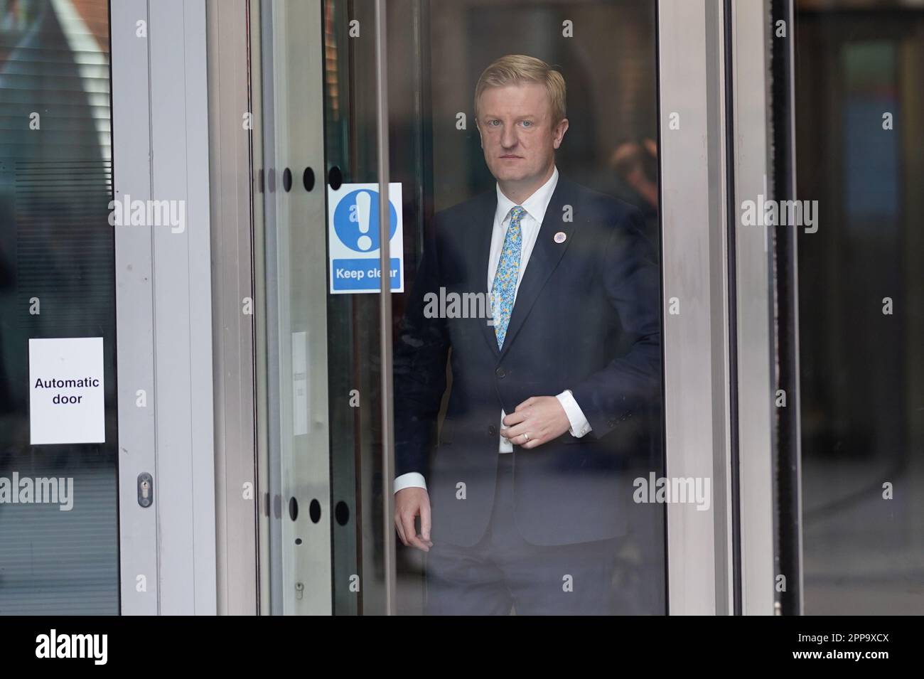 Deputy Prime Minister Oliver Dowden leaves BBC Broadcasting House in ...