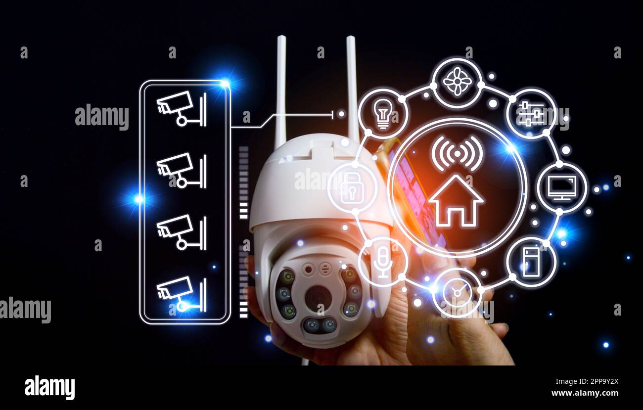 smart home concept and wireless control technology and security, ip ...