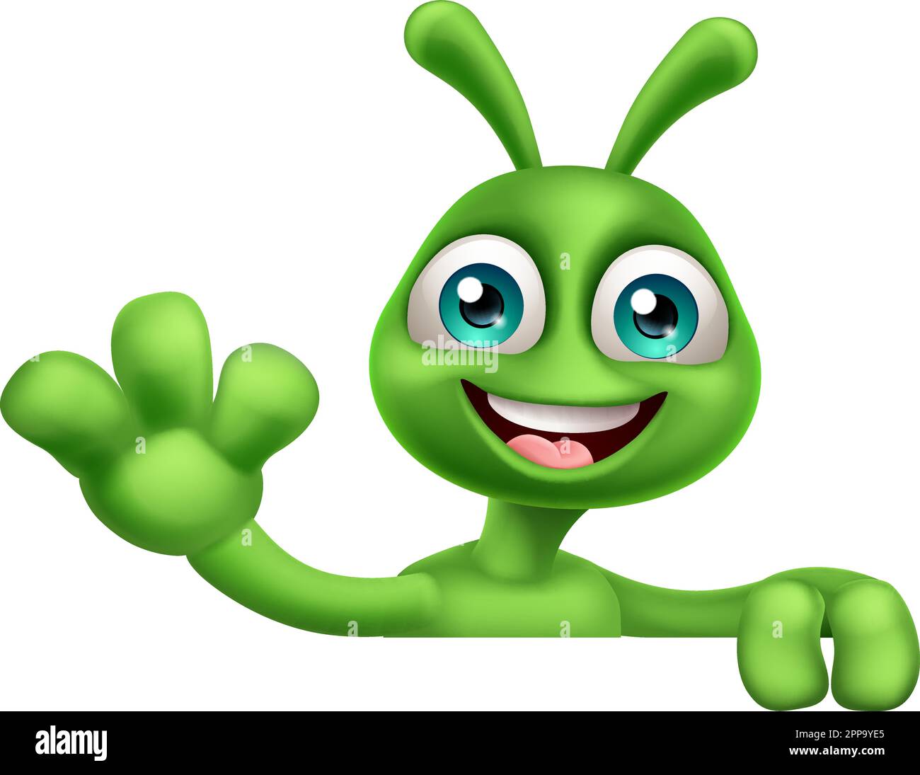 Alien Cute Little Green Man Martian Cartoon Mascot Stock Vector Image ...