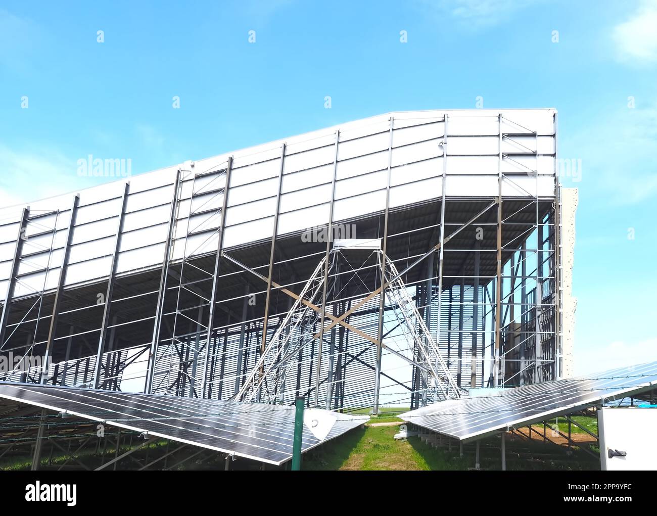 ski hall architecture in the Alpenpark Neuss in Germany with solar ...