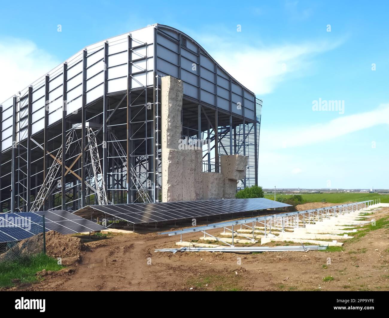 ski hall architecture in the Alpenpark Neuss in Germany with solar ...