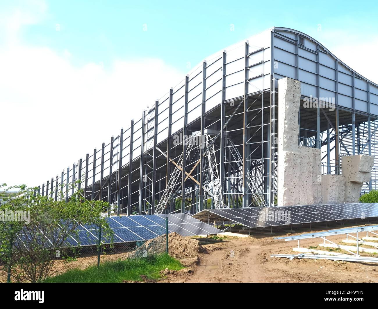 ski hall architecture in the Alpenpark Neuss in Germany with solar ...