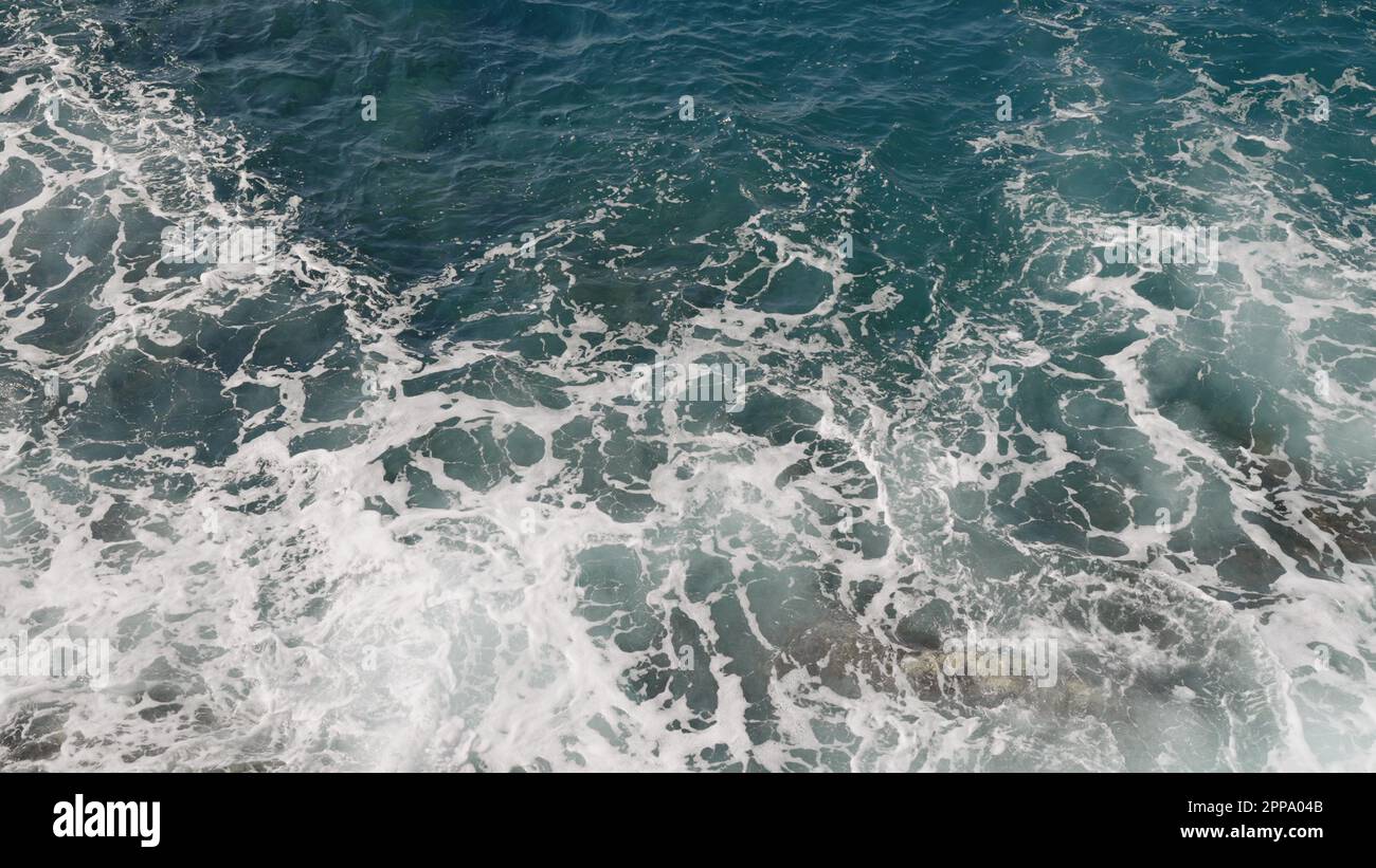 Closeup mediterranean sea background with beautiful azure color, wide ...