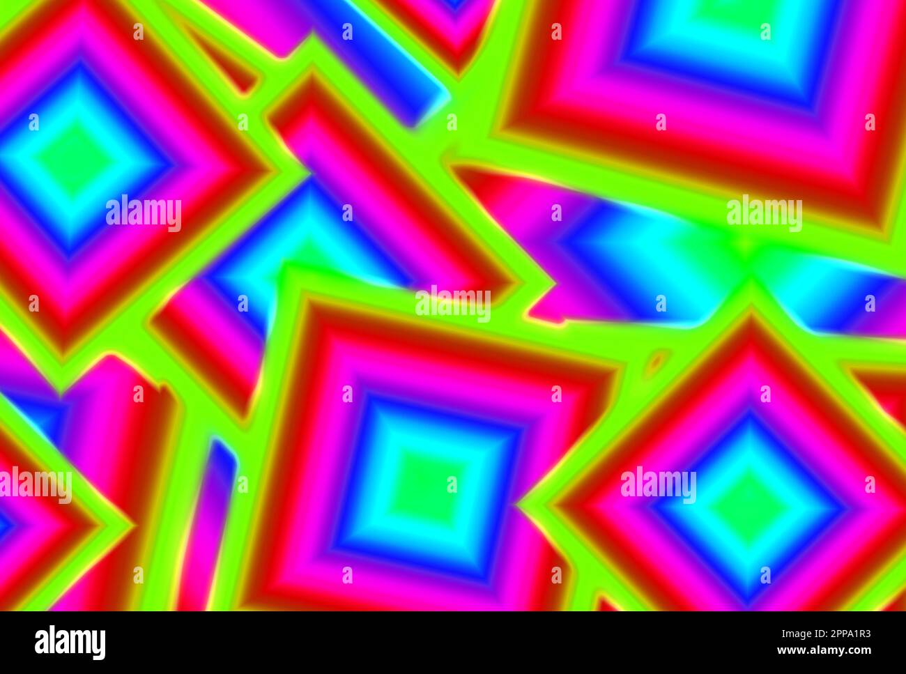 Illustration of abstract geometric neon color chaotic square frame ...