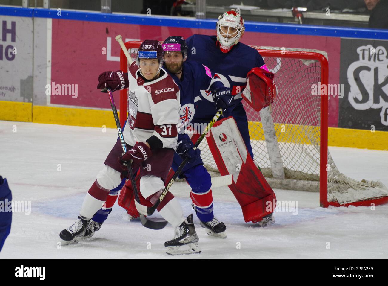 Nottingham, England, 22 April 2023. Oskars Lapinskis playing for Latvia ...