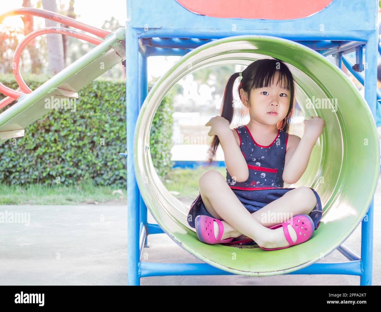 Happy kid, asian baby child playing on playground Stock Photo - Alamy