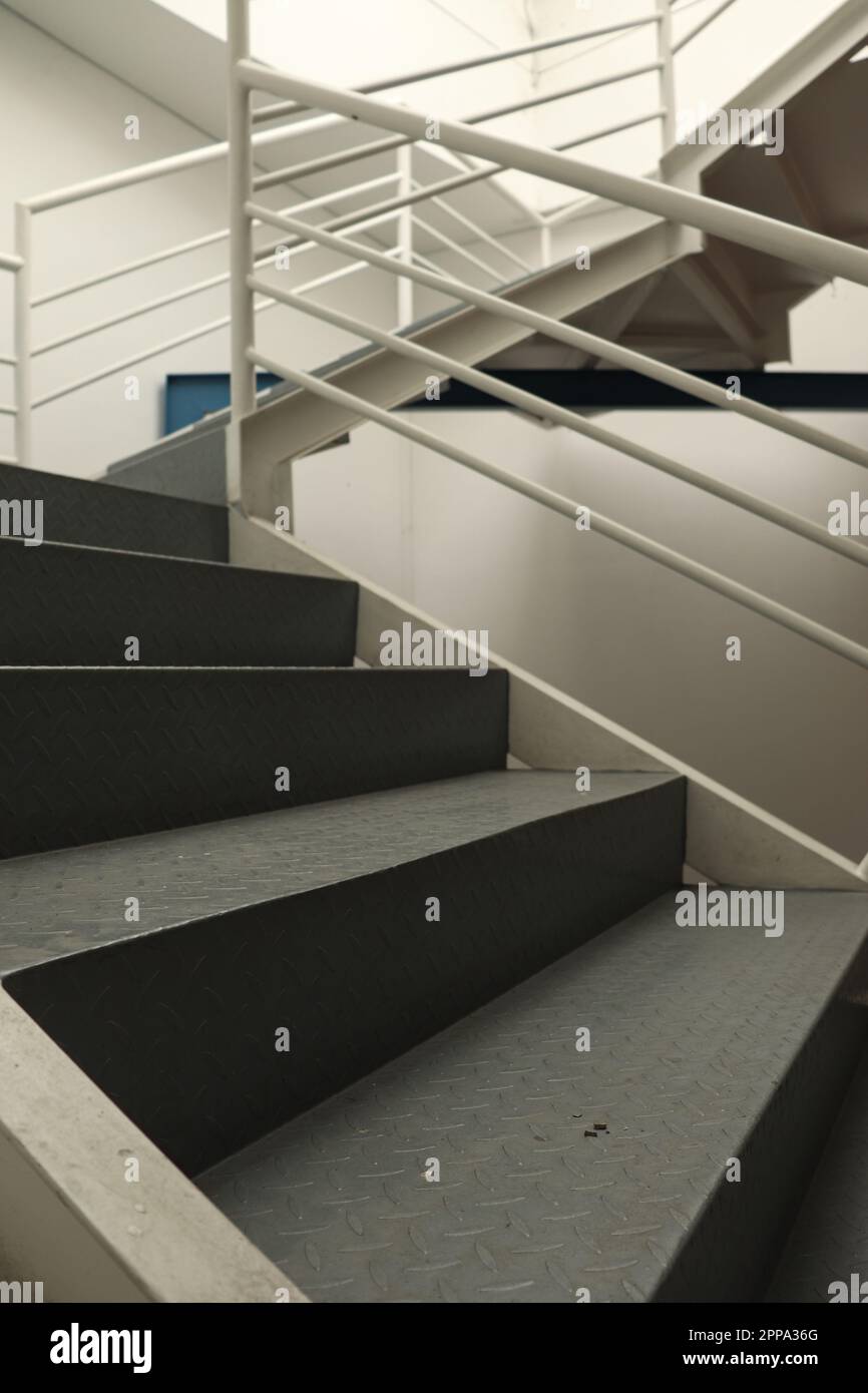 Industrial Style Stairs with Grey and White Colors Theme Stock Photo ...