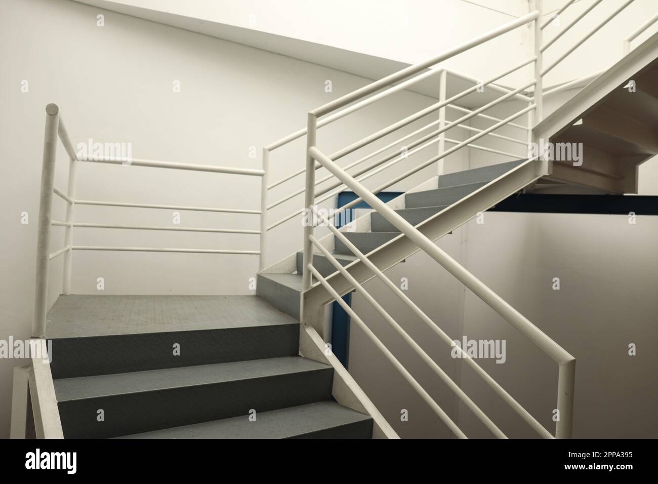 Industrial Style Stairs with Grey and White Colors Theme Stock Photo ...