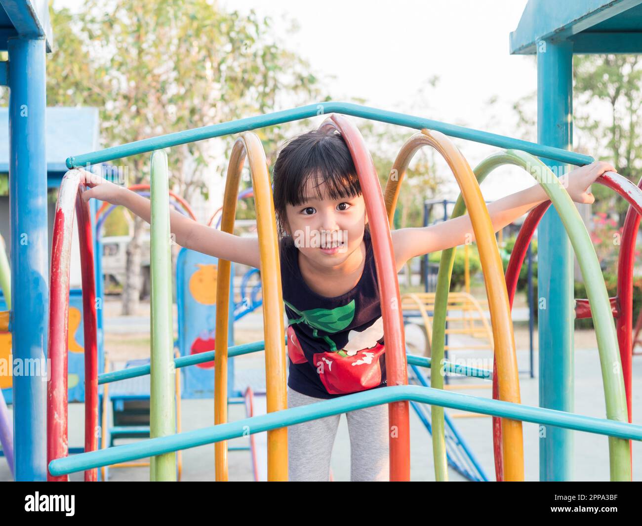 Happy kid, asian baby child playing on playground Stock Photo - Alamy