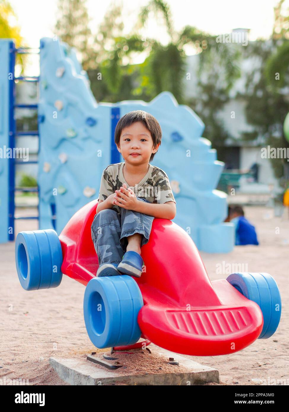Happy kid, asian baby child playing on playground Stock Photo - Alamy