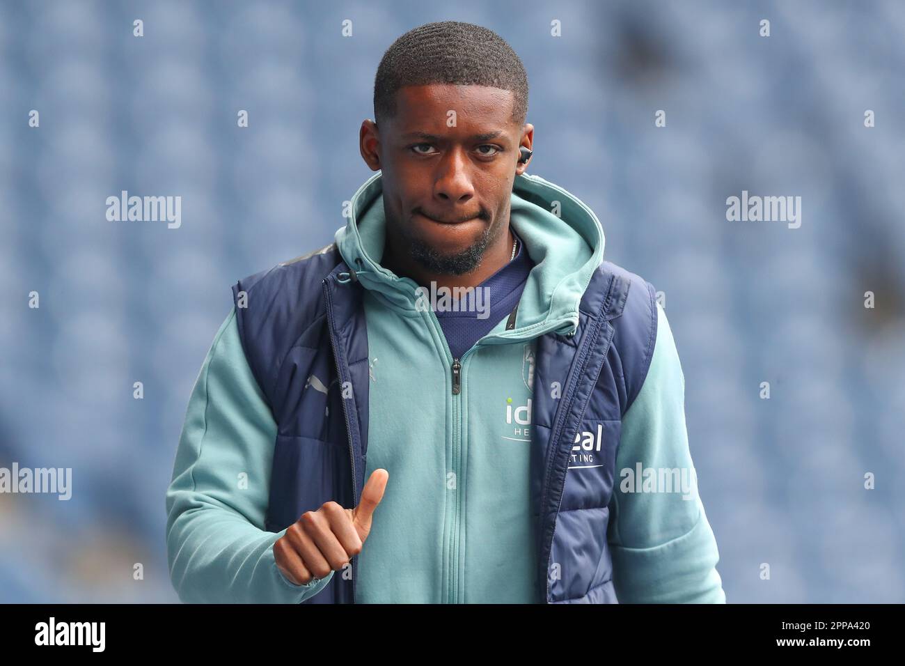 West Bromwich, UK. 23rd Apr, 2023. Jovan Malcolm #32 of West Bromwich ...