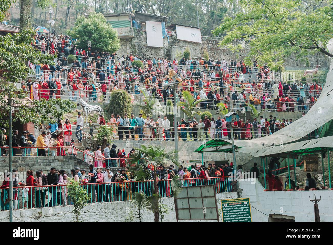 kATHMANDU, NEPAL - April 14, 2023: Crowd of hindu devotees at ...