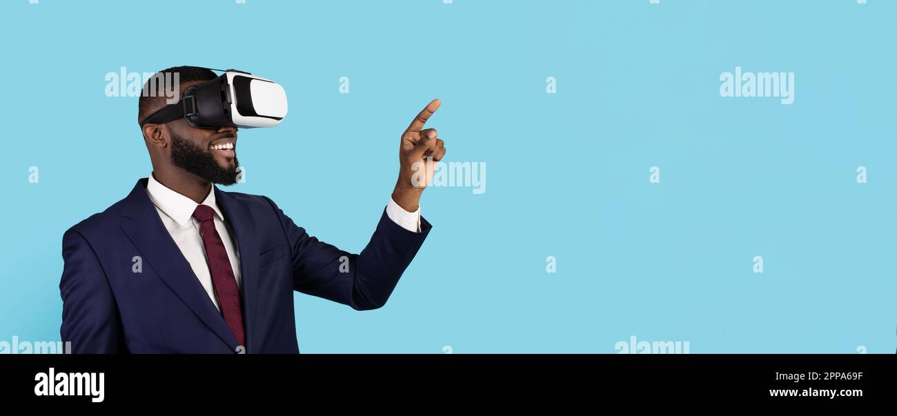 Modern Technologies For Business. Portrait Of Smiling Black Businessman ...