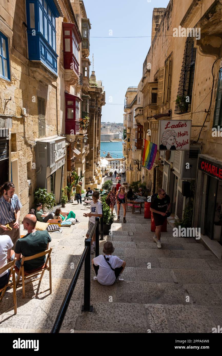 Street scene in Valletta, the capital city of Malta Stock Photo - Alamy