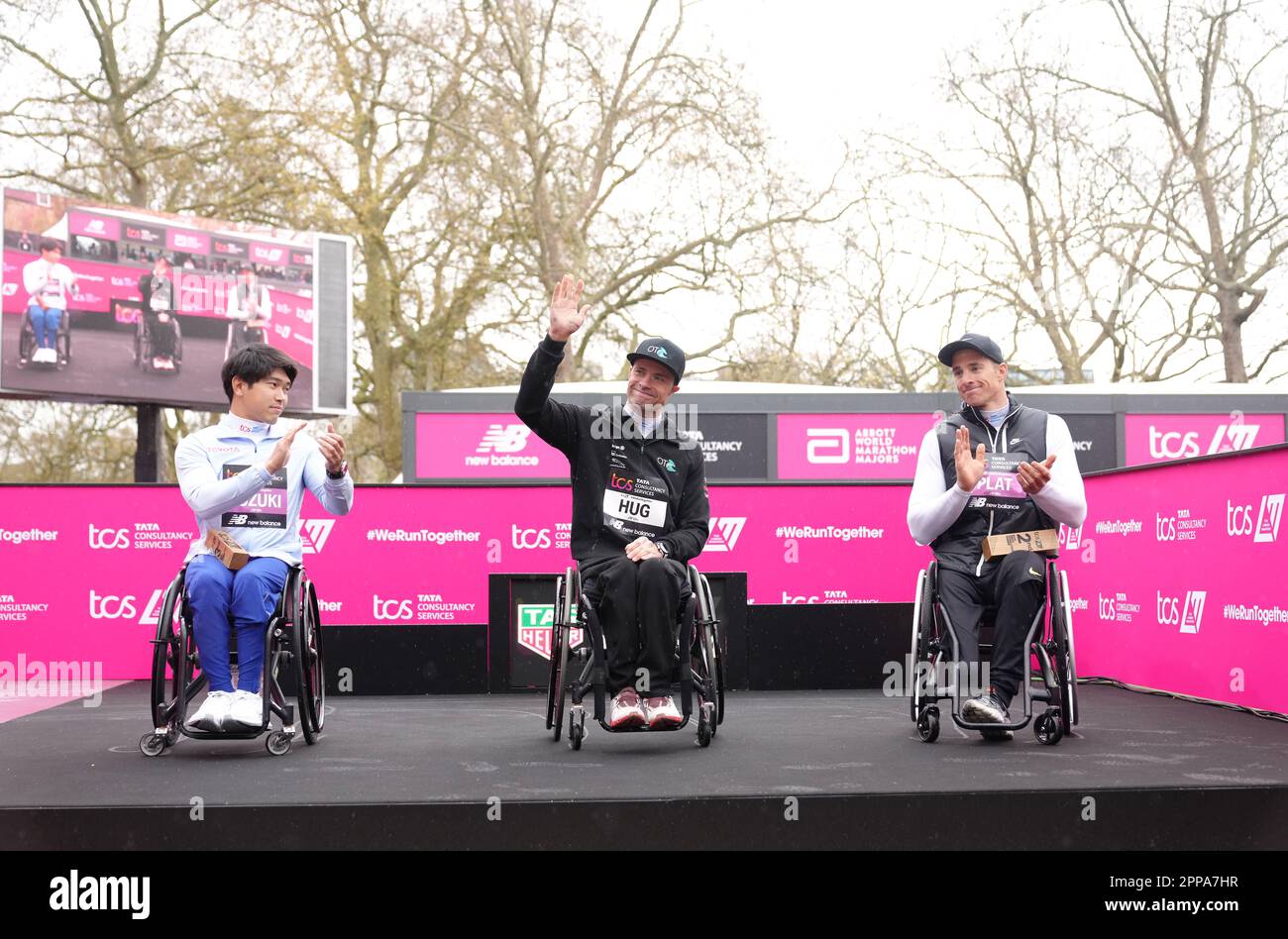 Marcel Hug (winner), Jetze Plat (Second) and Tomoki Suzuki (Third ...